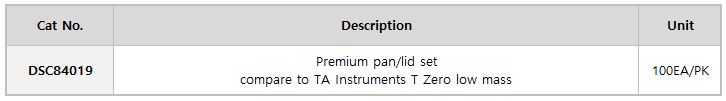 Sample pans/lids > DSC Premium pan/lid set compare to TA Instruments T ...